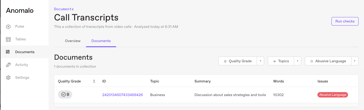 Anomalo’s Unstructured Data Monitoring Capability
